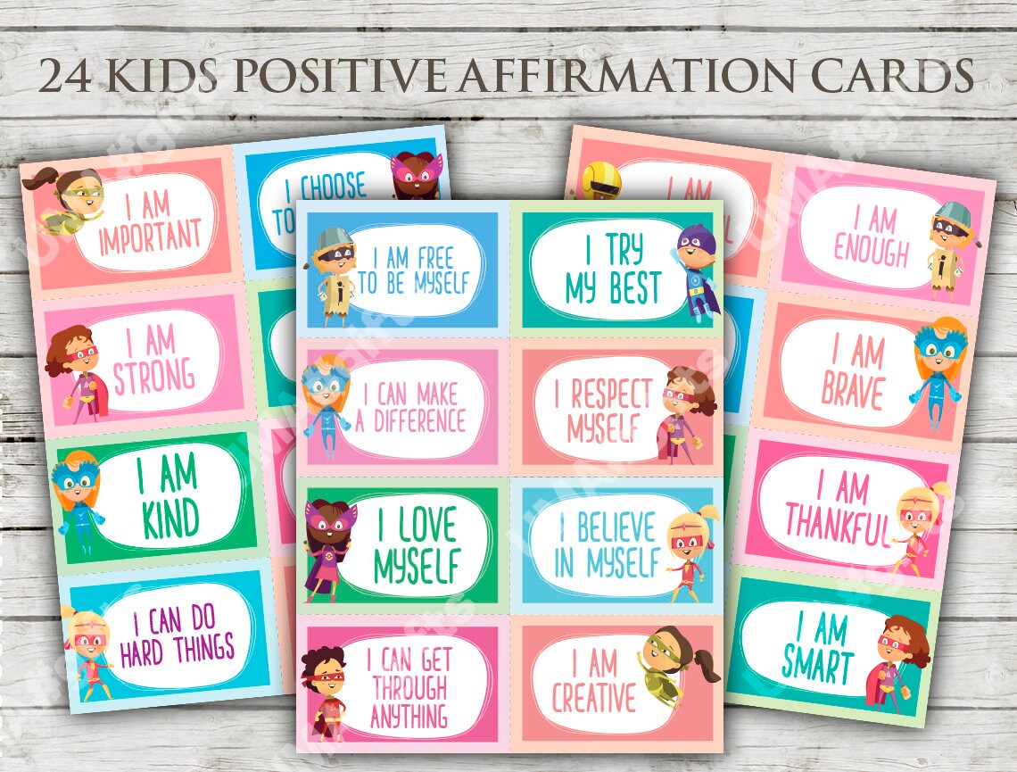 Printable Kid Affirmations, Positive Affirm Card Empower Kid ...