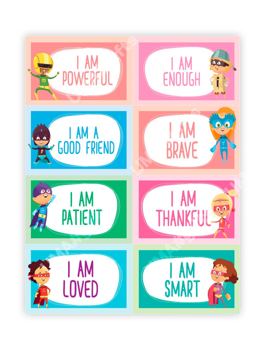 Printable Kid Affirmations, Positive Affirm Card Empower Kid ...