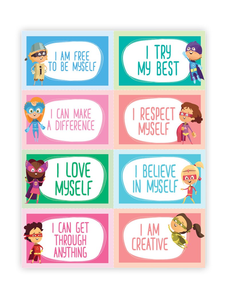 Printable Kid Affirmations, Positive Affirm Card Empower Kid ...