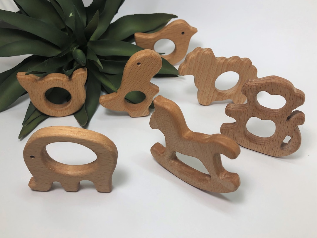 Animal Wood Teether, DIY Wood Teething Shapes, Wooden Baby Toys ...