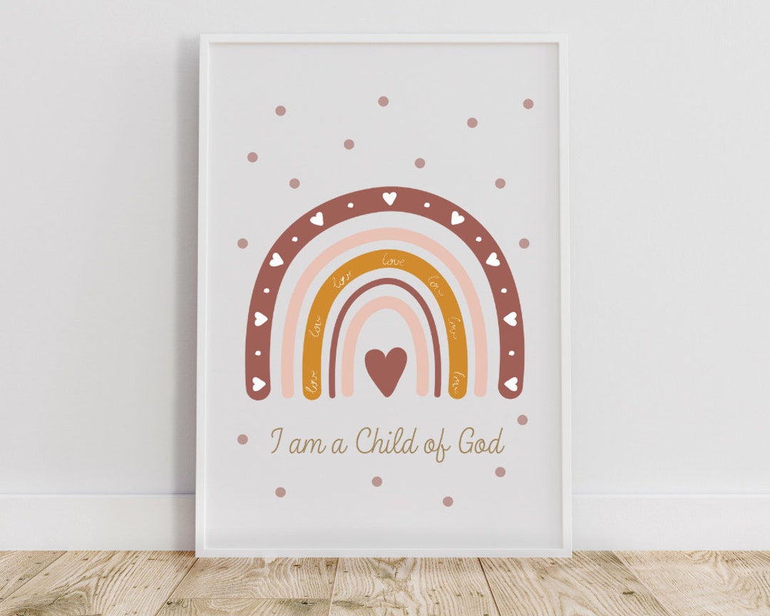 Christian Printables Boho Rainbow 'I Am a Child of God' Nursery Decor ...