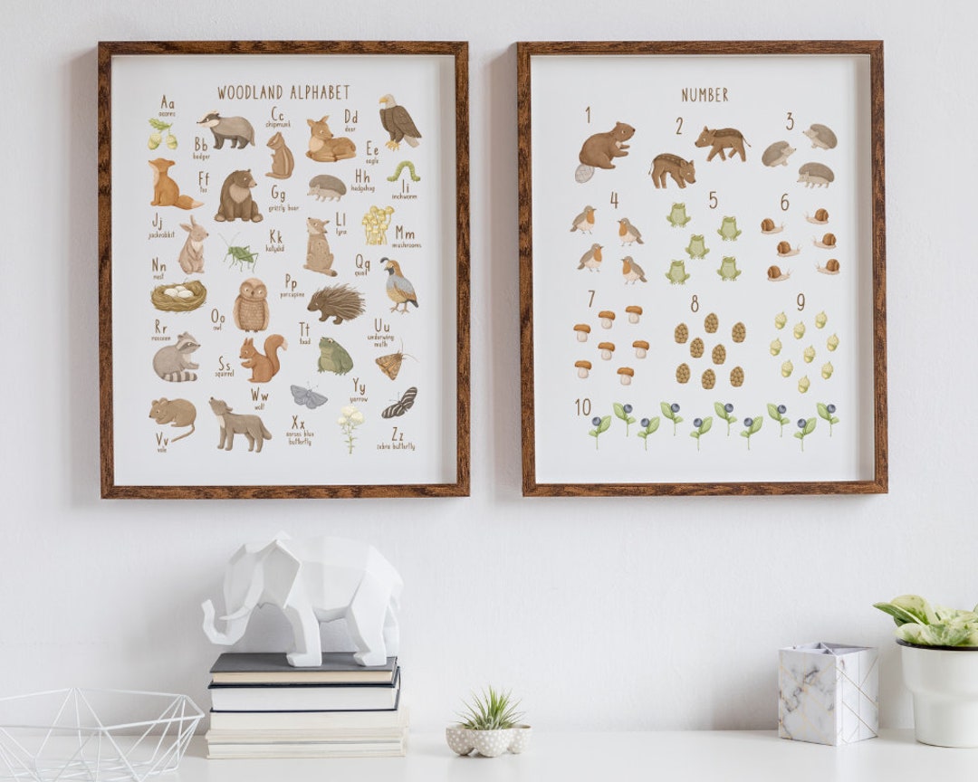 Homeschool Woodland Alphabet Digital Print Woodland Numbers ABC Wall ...
