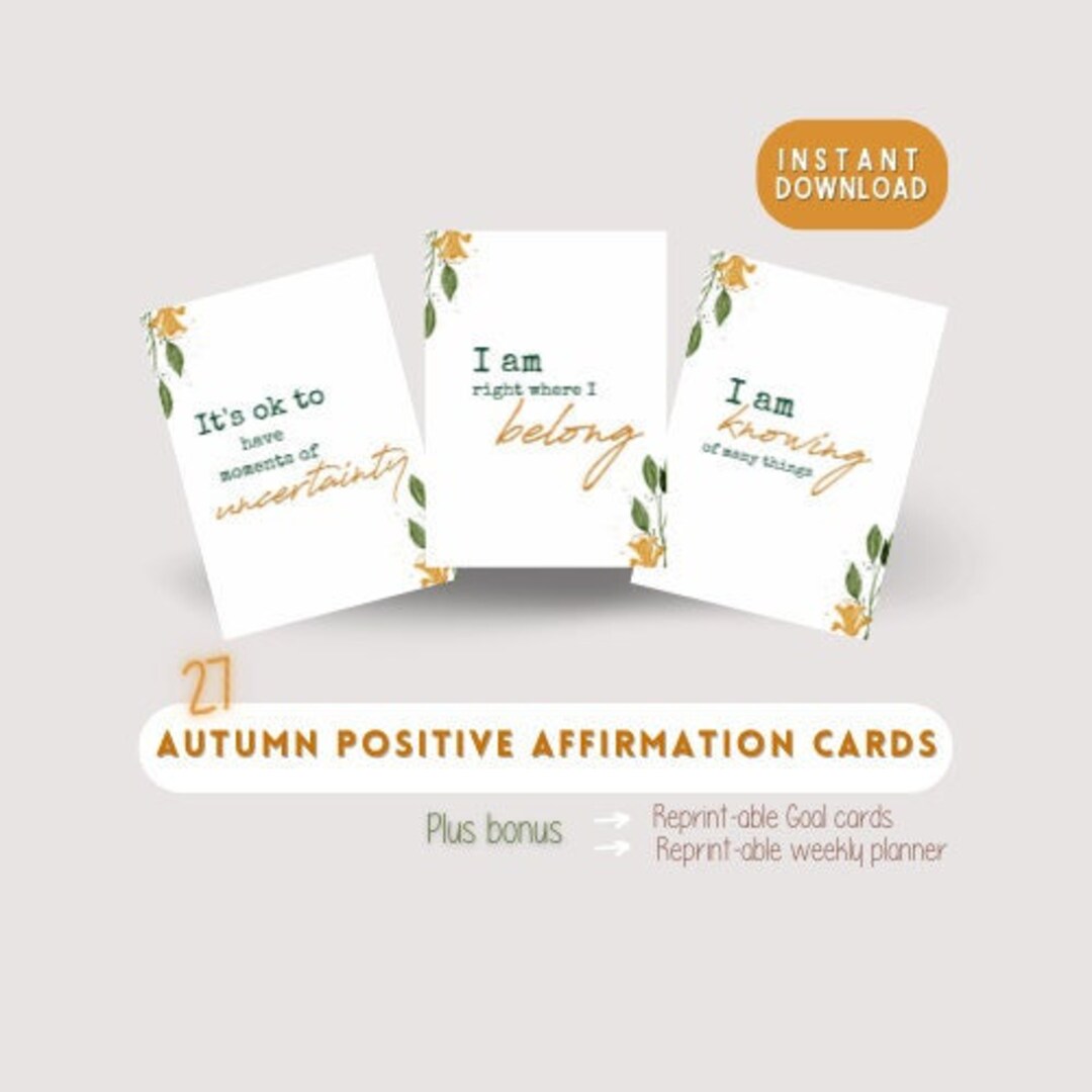 Printable Affirmation Cards Weekly Planner Autumn Affirmations Gift for ...