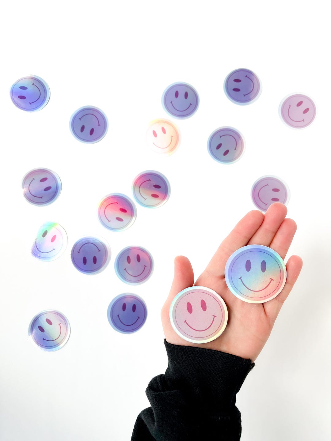 Hollographic Smiley Face Sticker Set | >preppy Sticker, Sticker Pack ...