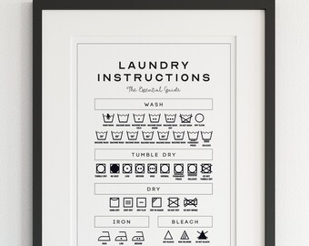 Laundry Guide Poster Modern Art Print Washing Instructions | Etsy
