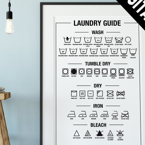 Laundry Guide Poster Modern Art Print Washing Instructions - Etsy