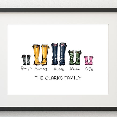 Personalised Family Wellies Print Family Welly Print New | Etsy