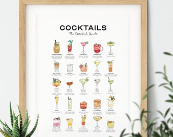 Cocktails Poster, Classic Cocktails Print, Drink Recipes, Cocktails Art, Cocktail Gifts, Drinks ...
