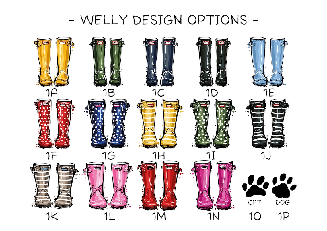 Personalised Family Wellies Print Family Welly Print New | Etsy