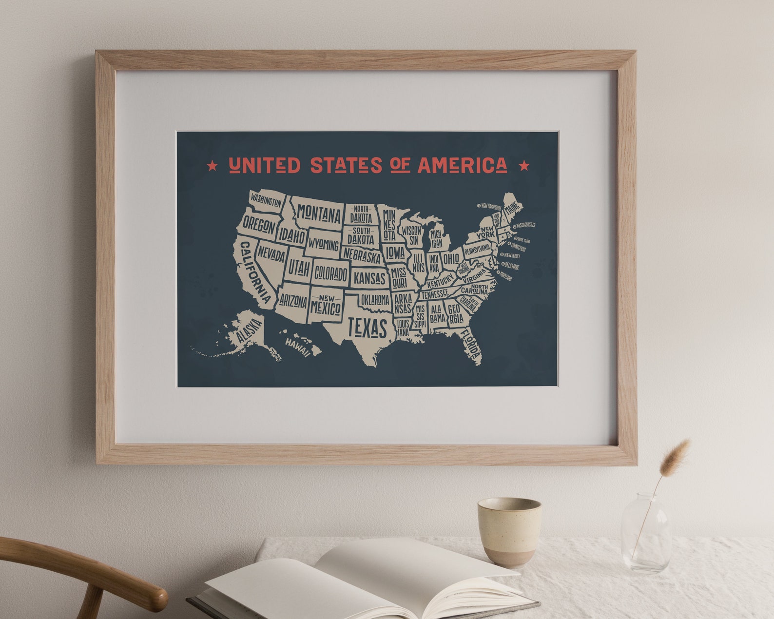 United States of America Map United States Poster US States | Etsy