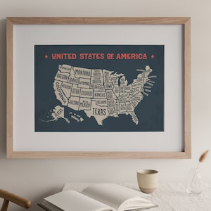 United States of America Map United States Poster US States - Etsy