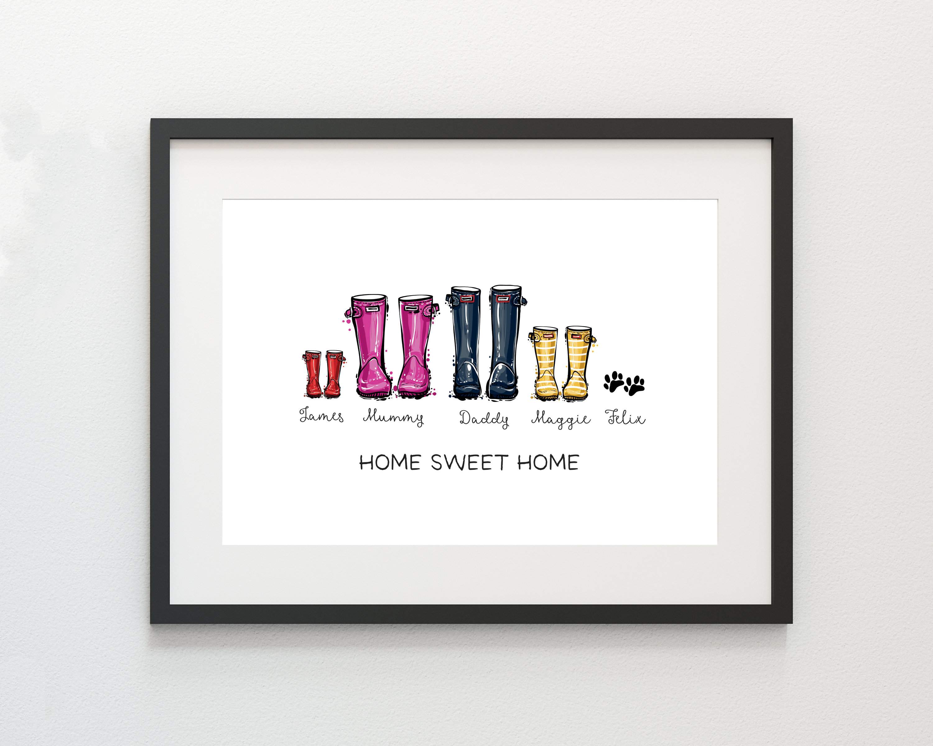 Personalised Family Wellies Print Family Welly Print New | Etsy