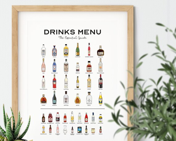 Bar Drinks Poster Cocktails Poster Cocktail Print Bar Art - Etsy UK