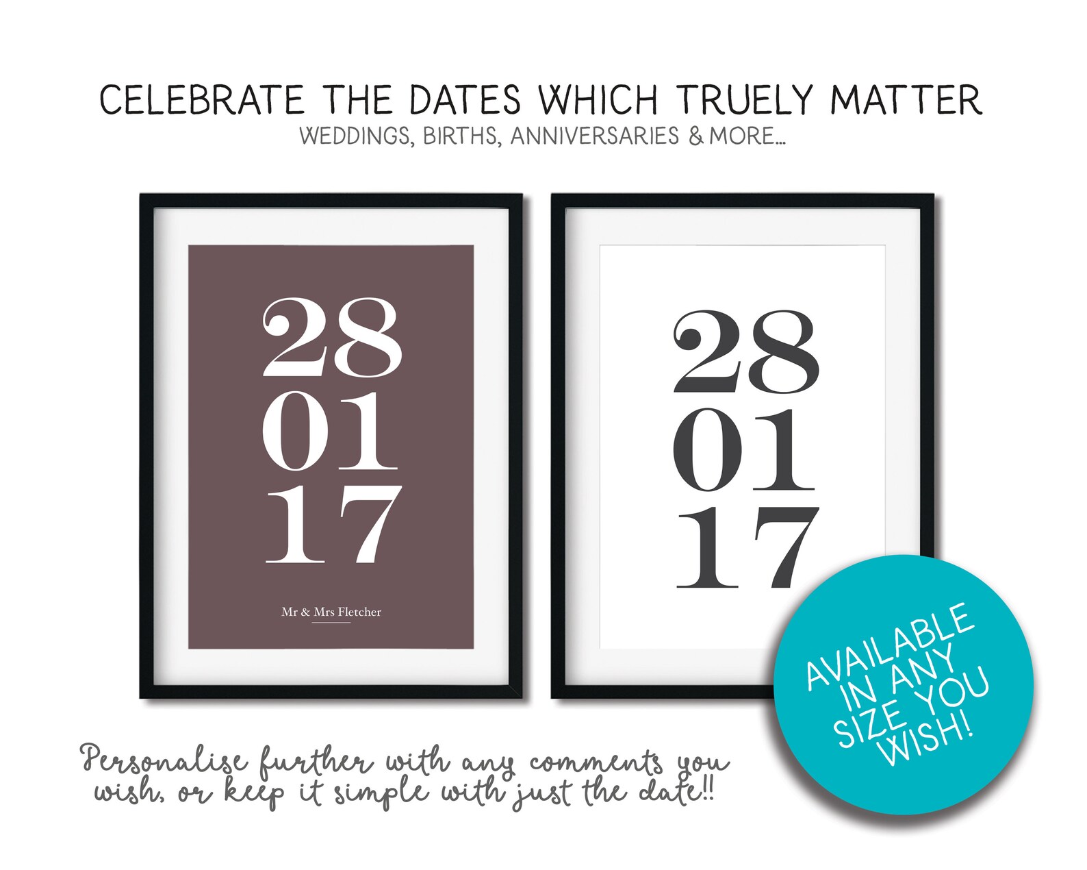 Personalised Date Print Special Date Print Wedding First - Etsy
