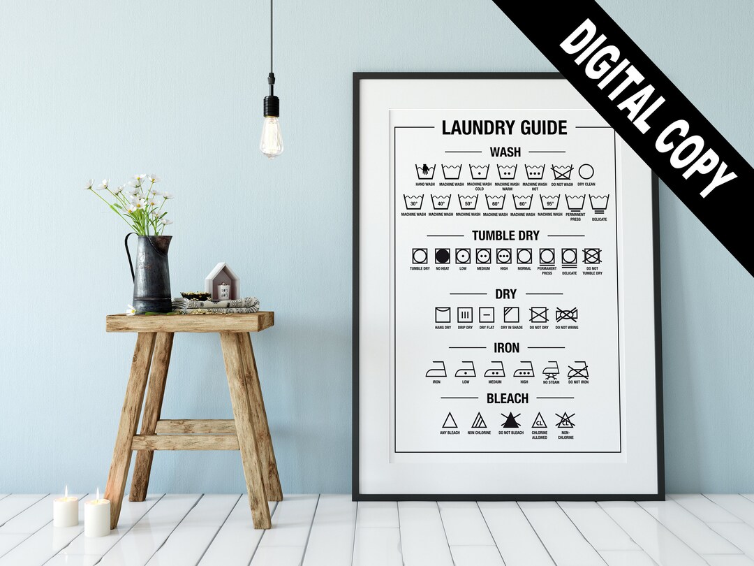 Laundry Guide Poster Modern Art Print Washing Instructions - Etsy