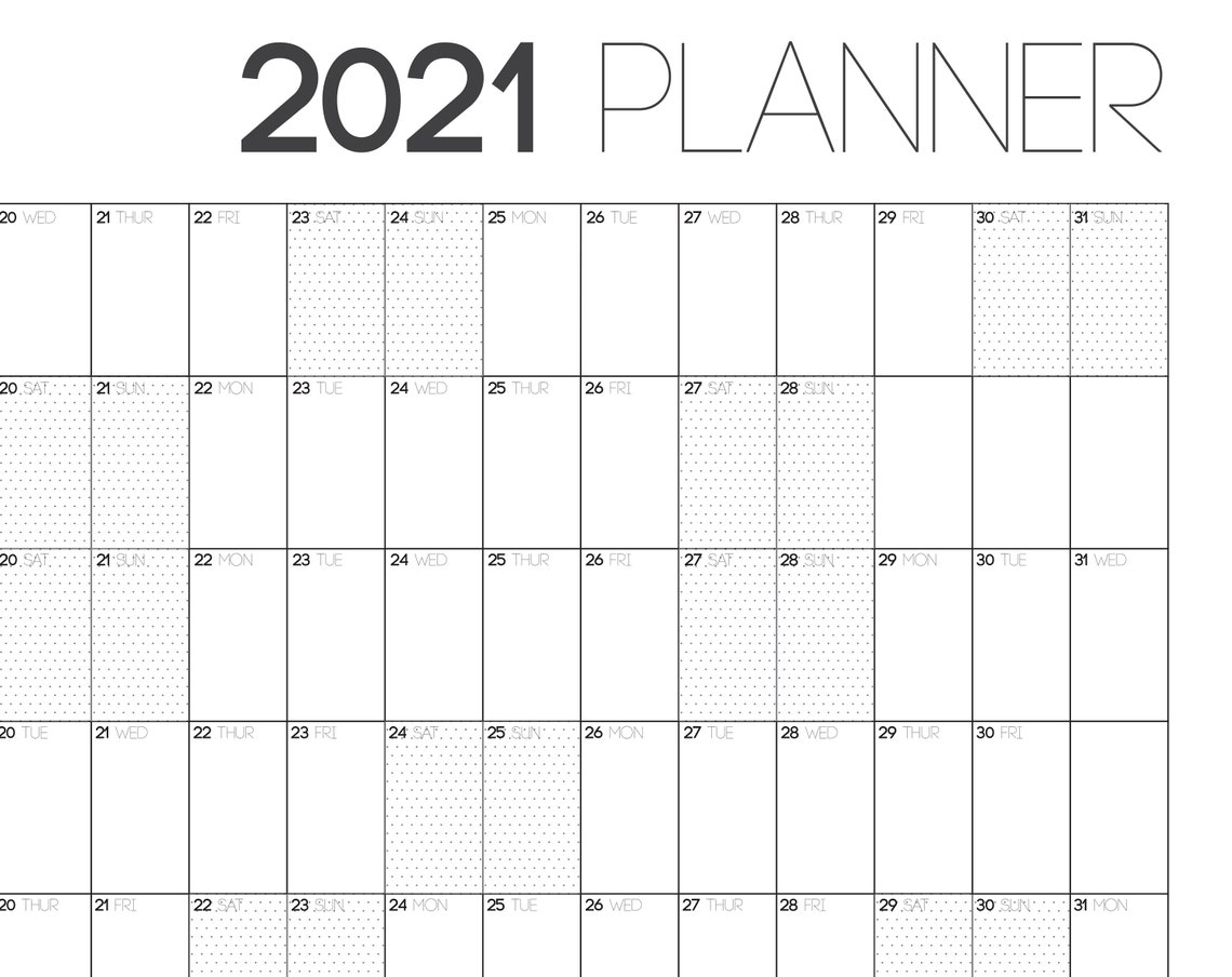 2021 Wall Planner School Planner Academic Planner Yearly - Etsy
