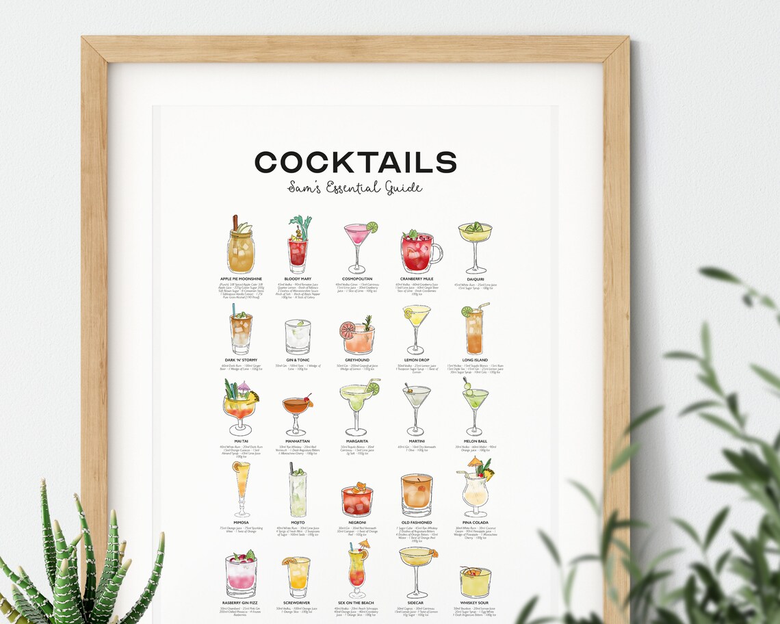 Personalised Cocktails Poster Classic Cocktails Print - Etsy UK