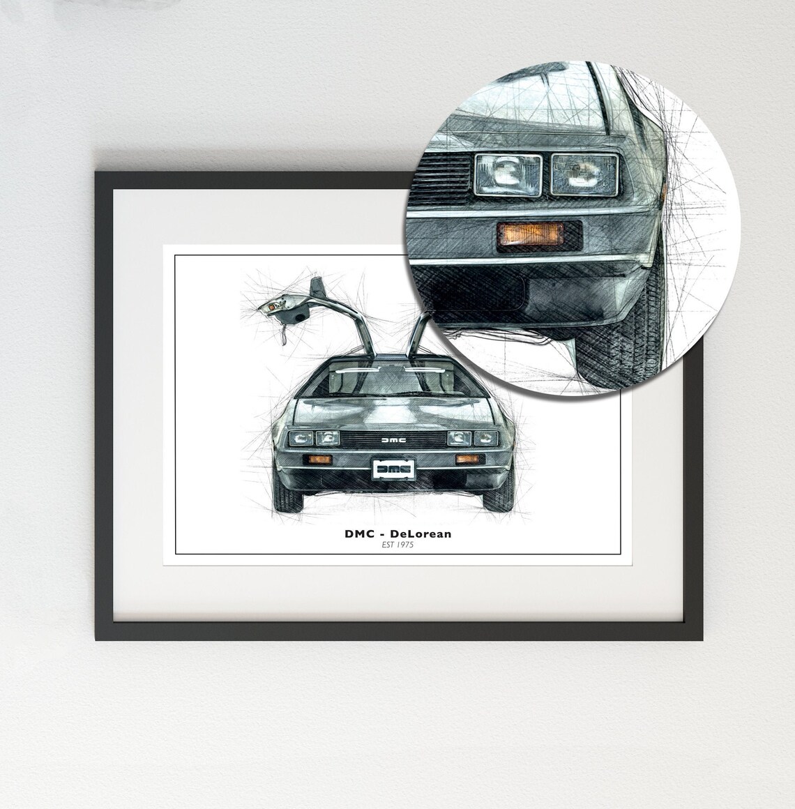Delorean Drawing Stylish Back to the Future Poster DMC | Etsy