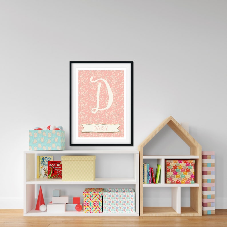 Custom Initial Print Nursery Letter Art Personalised Nursery | Etsy