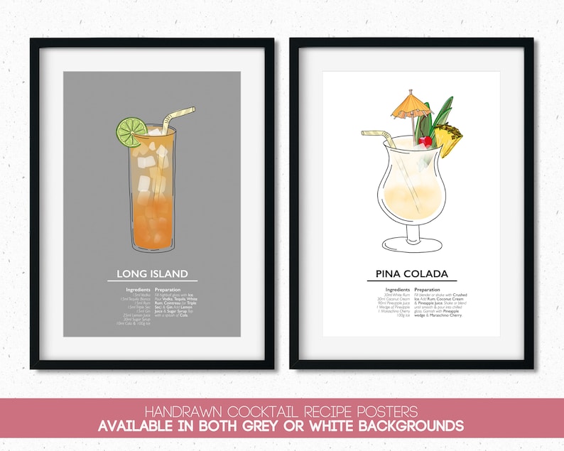 Cocktails Poster Classic Cocktails Print Cocktail Recipes - Etsy UK