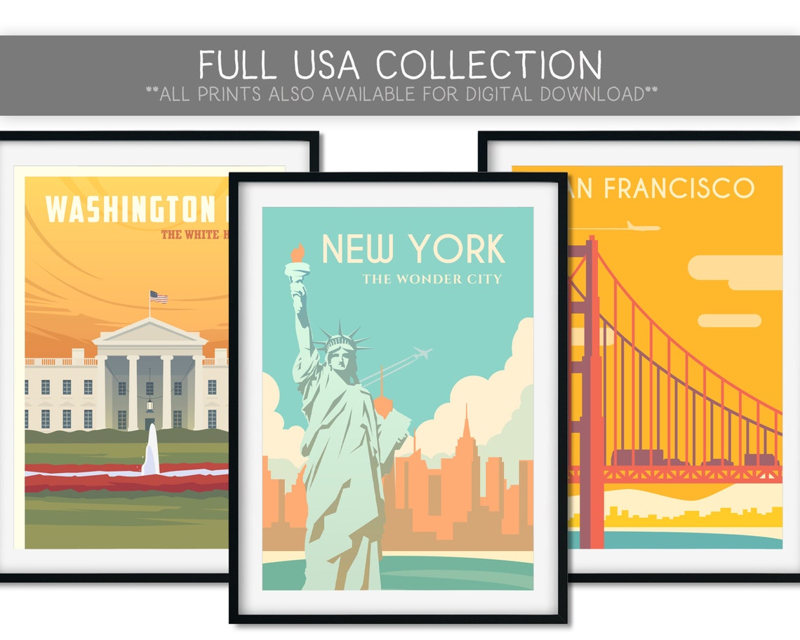 Washington Poster City Art Washington Wall Art Washington | Etsy