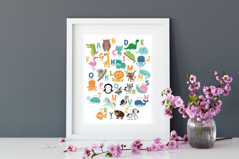 Illustrated Animal Alphabet Poster Alphabet Poster | Etsy