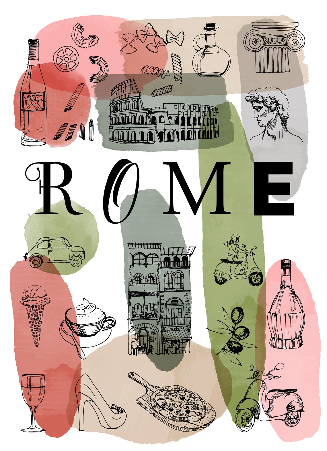 Rome City Poster Italy City Art Rome Wall Art Rome Print - Etsy