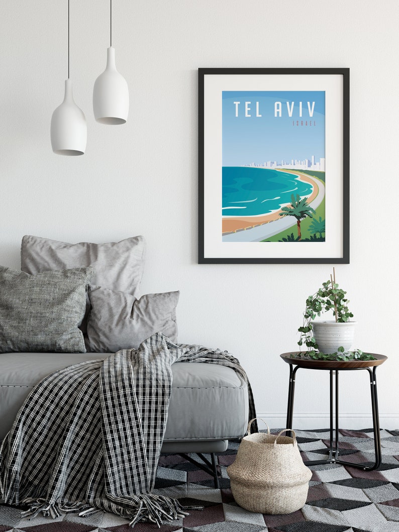 Tel Aviv Poster Isreal Print City Print Tel Aviv Wall Art | Etsy