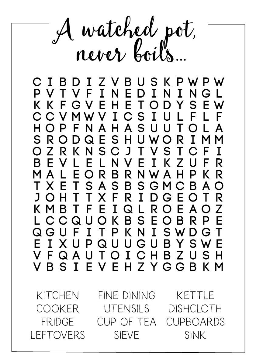Kitchen Poster Kitchen Word Search Kitchen Themed Poster - Etsy