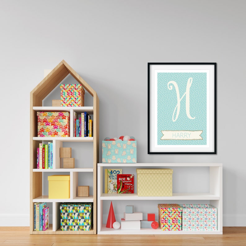 Custom Initial Print Nursery Letter Art Personalised Nursery - Etsy