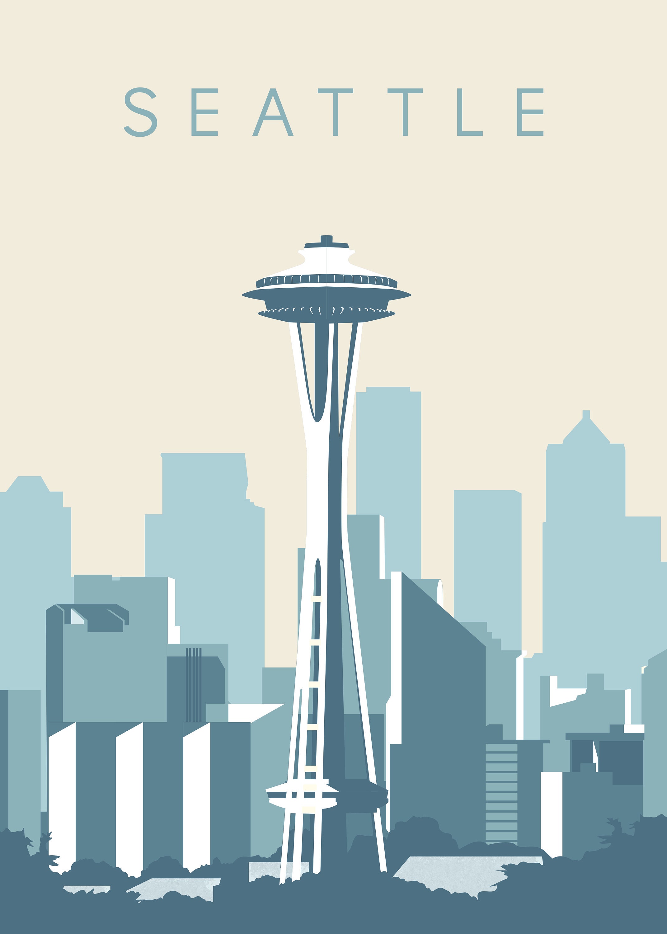 Seattle Poster City Art Seattle Wall Art Seattle Print | Etsy