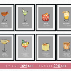 Cocktails Poster, Classic Cocktails Print, Cocktail Recipes, Cocktails Art, Cocktail Gifts ...