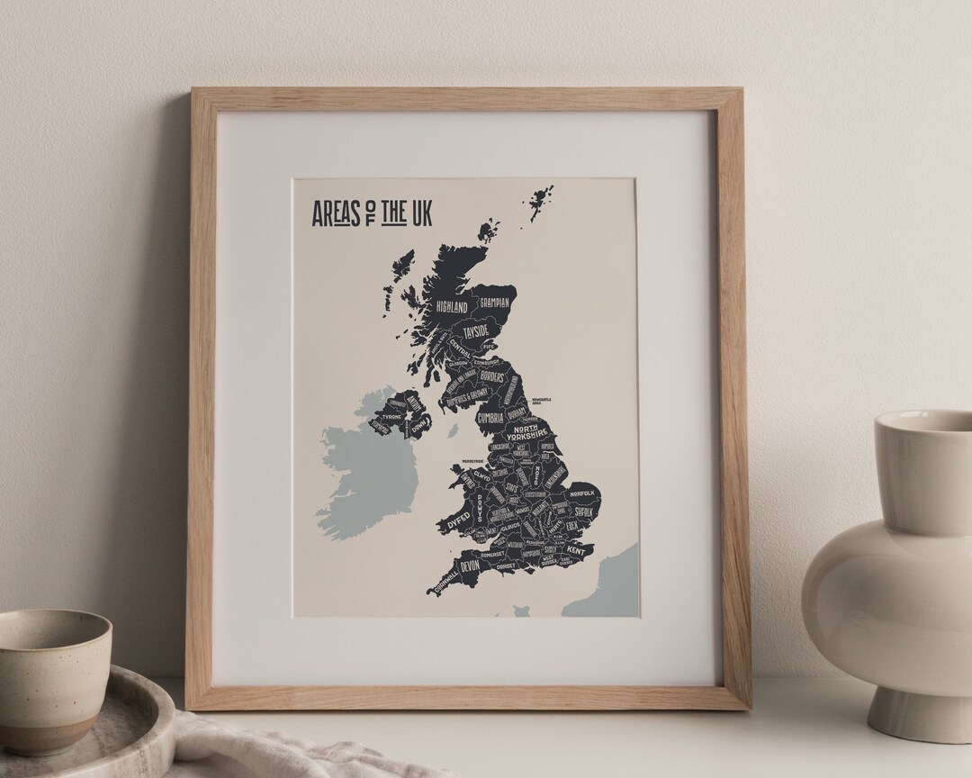 United Kingdom Map Poster, Great Britain Map, UK Poster, British ...