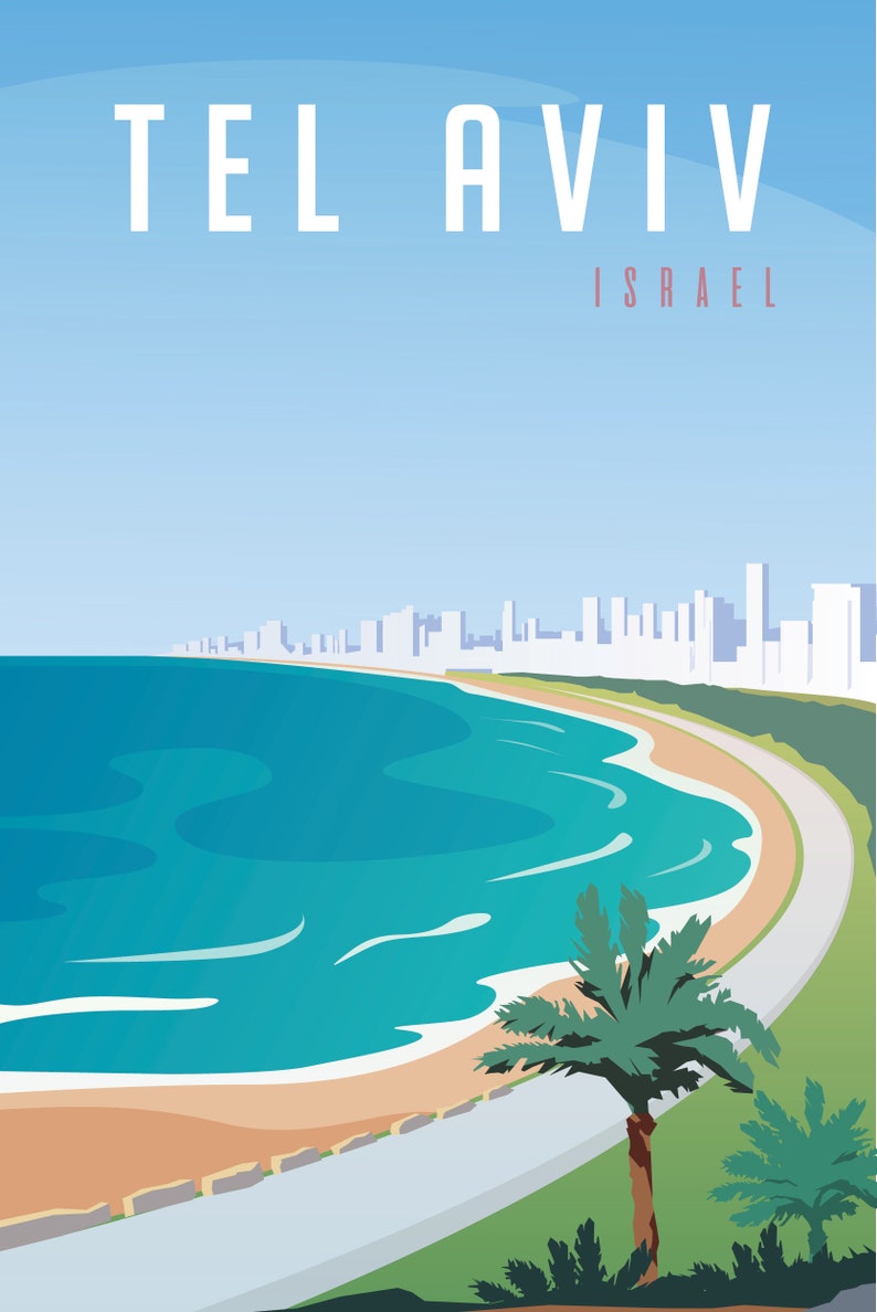Tel Aviv Poster Isreal Print City Print Tel Aviv Wall Art | Etsy