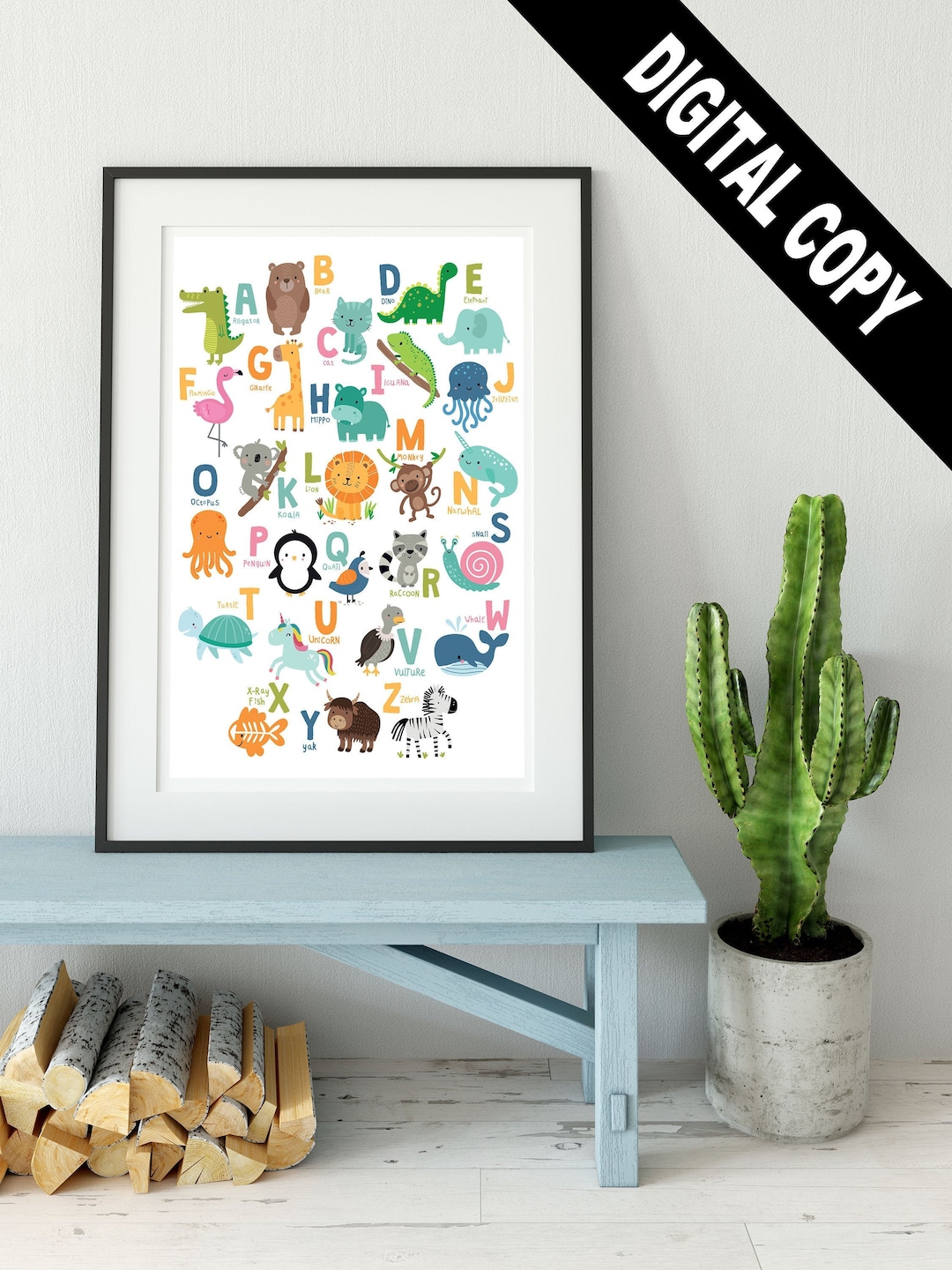 Illustrated Animal Alphabet Poster, Alphabet Poster, Children's ...