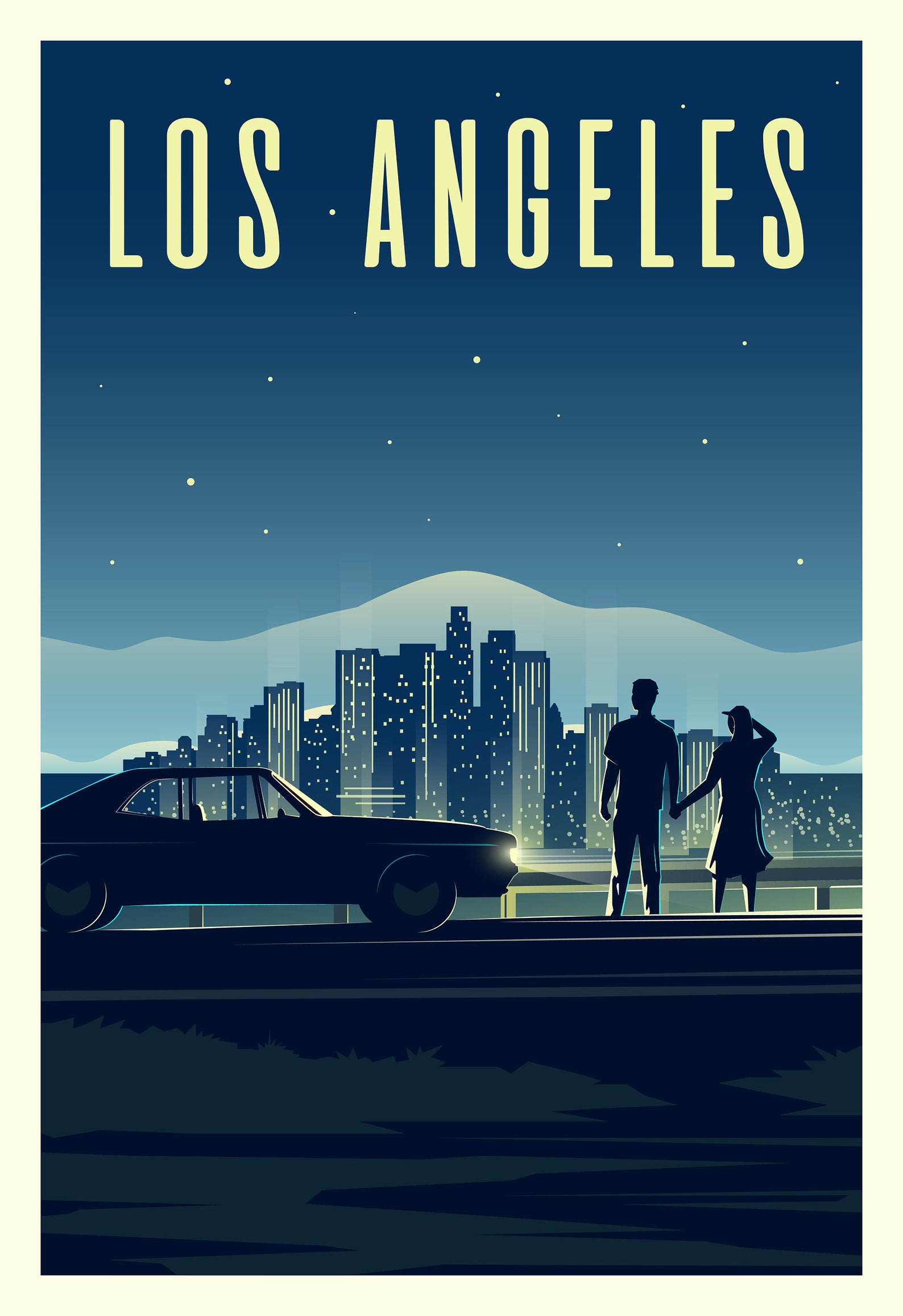 Los Angeles Poster City Art Los Angeles Wall Art Los - Etsy
