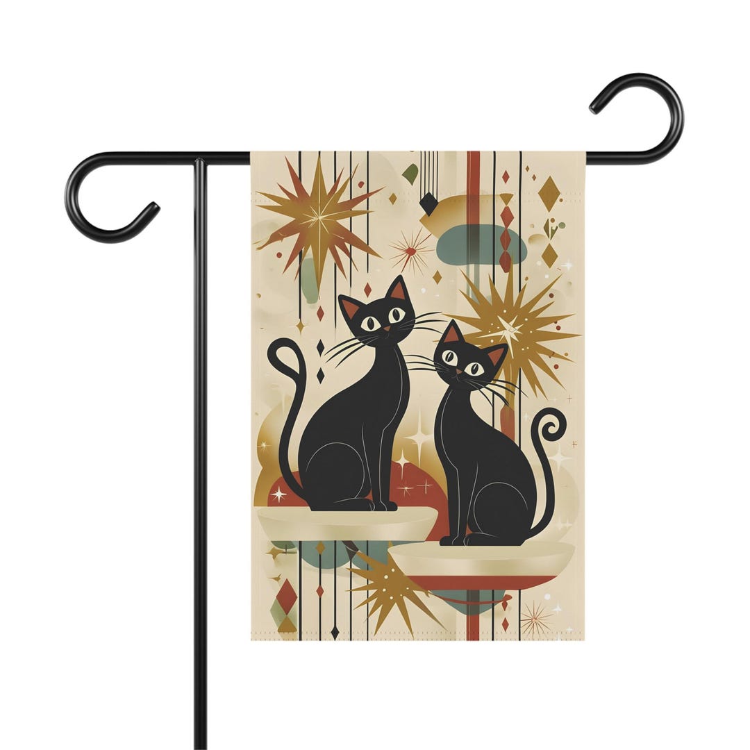 Vintage Cat Garden Flag | Whimsical Home Decor for Cat Lovers | Mid ...