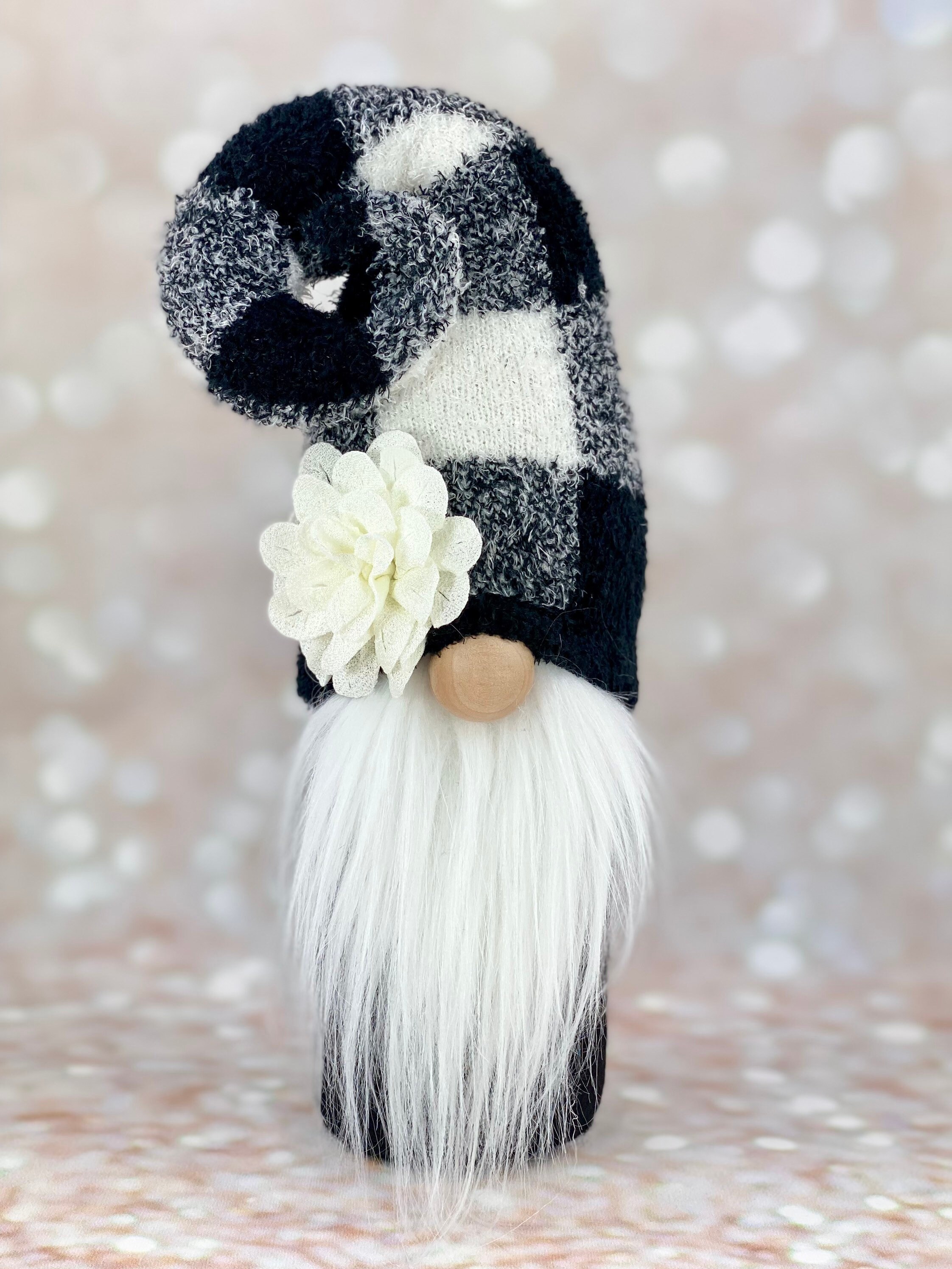 Black buffalo plaid gnome handmade gnome farmhouse decor | Etsy