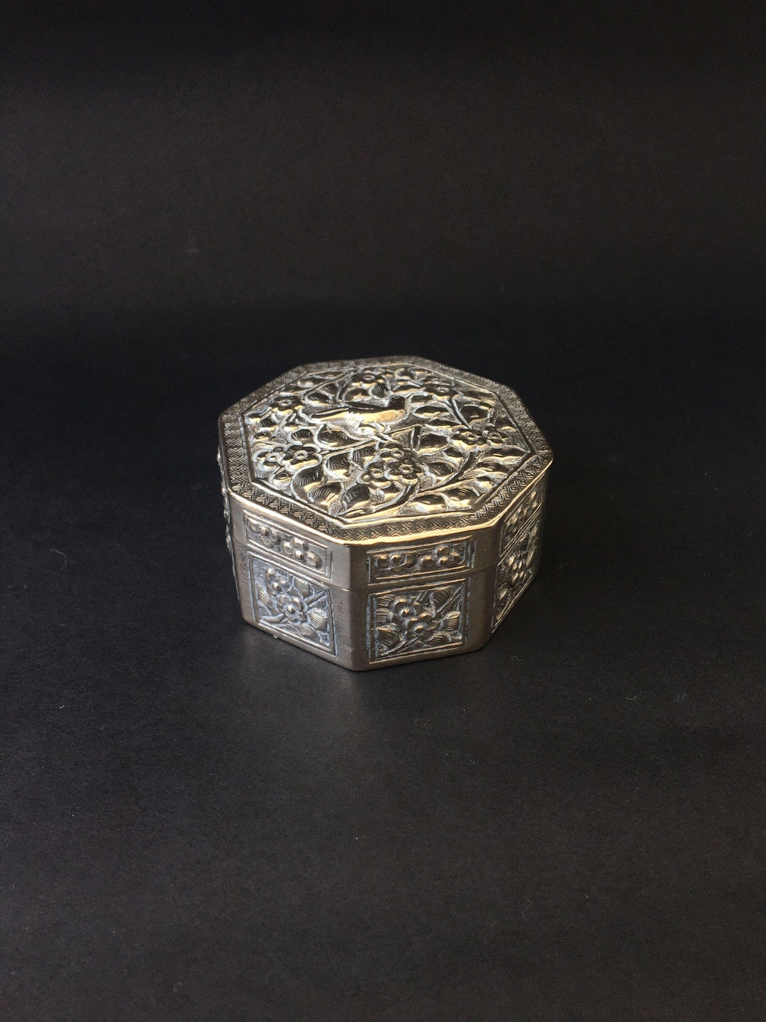 Small Chinese Silver Octagonal Box - Floral and Bird Motifs - Etsy
