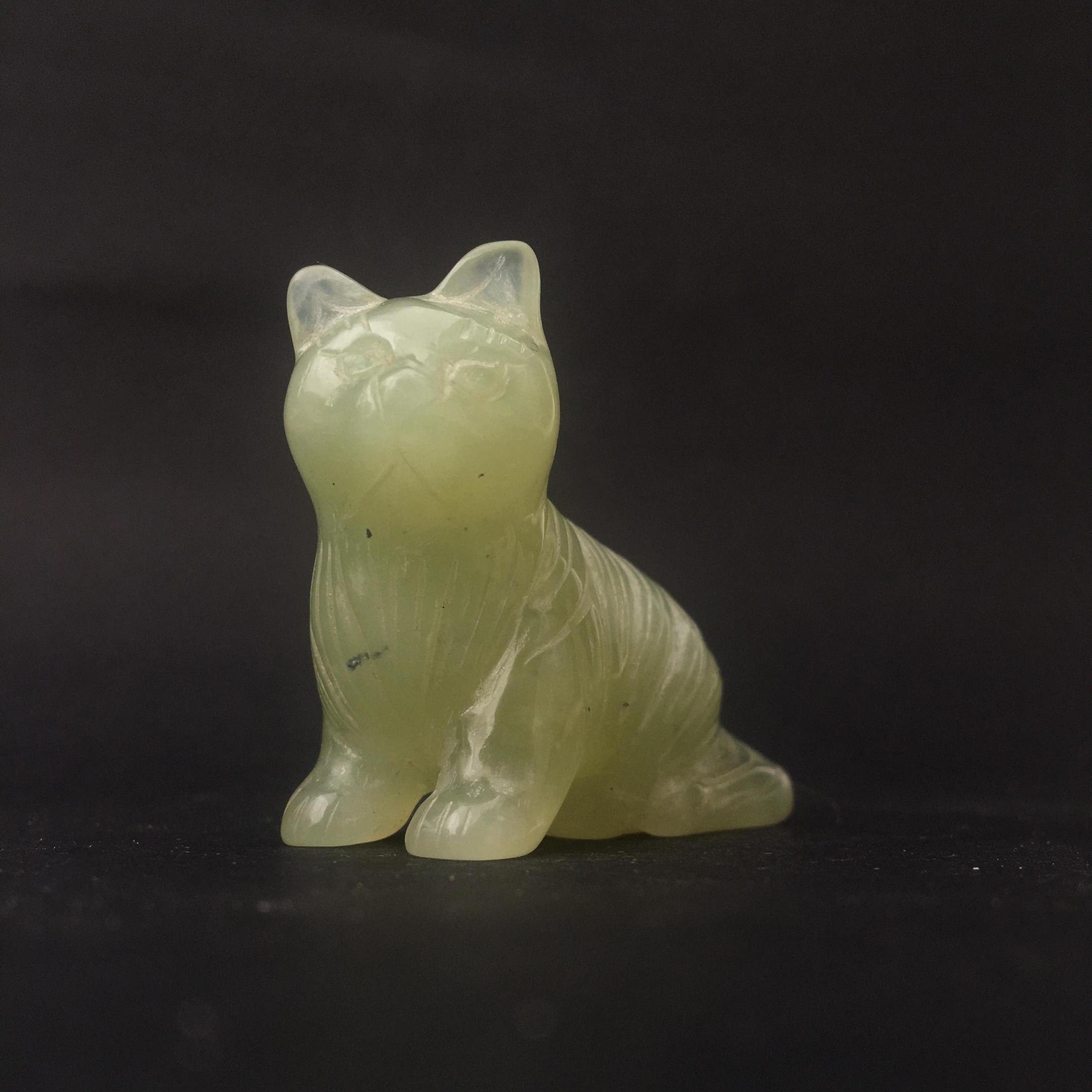 Green Jade Cat Figurine - Symbol of Protection, Harmony & Good Fortune ...