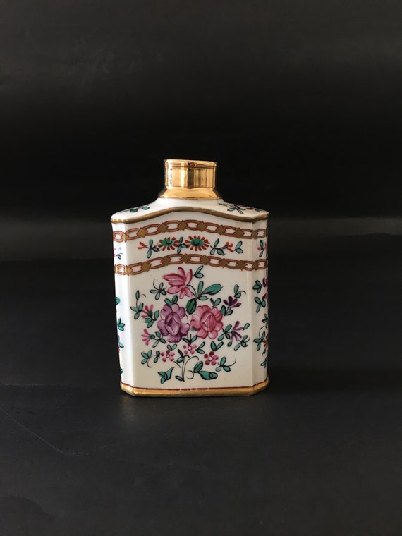 Edme Samson Enameled Porcelain Tea Caddy w/ Silver Top | Etsy