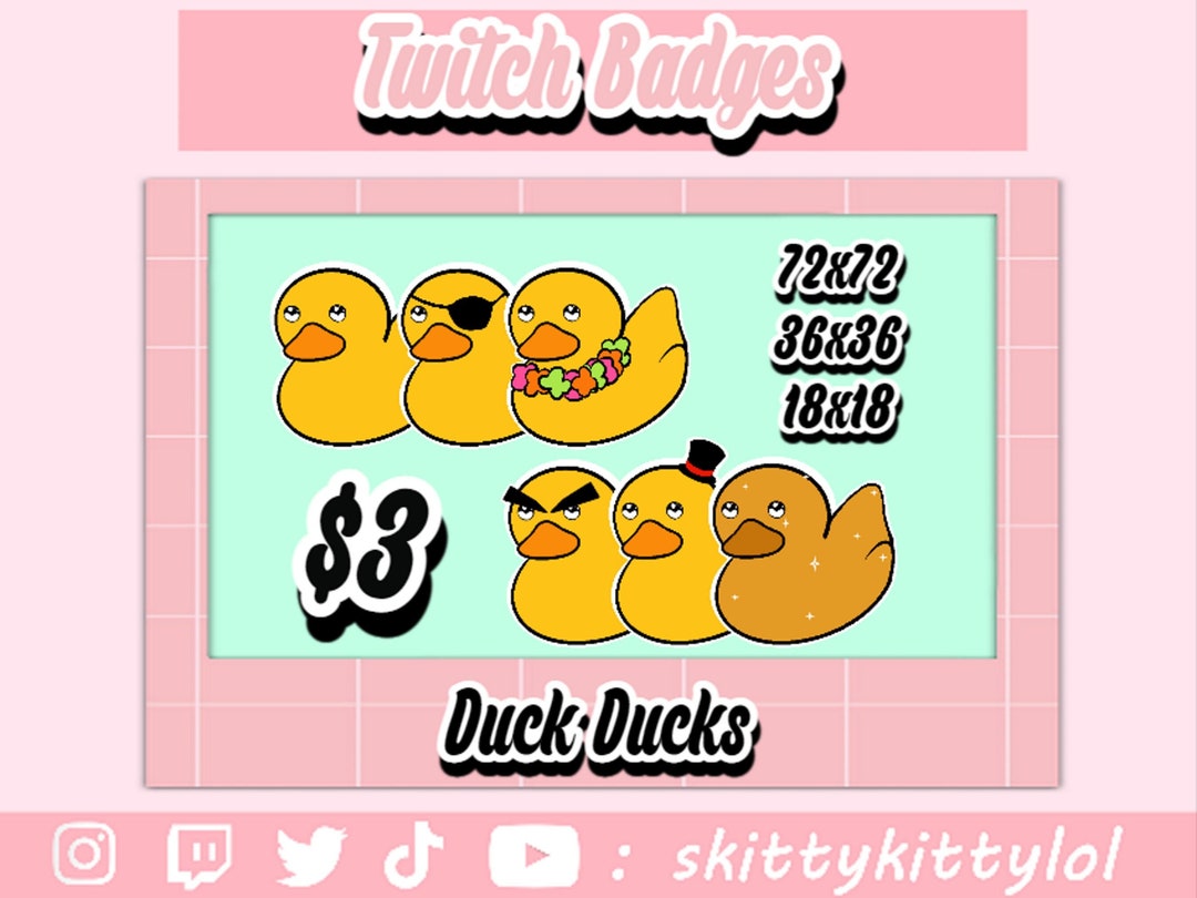 Cute Duck Sub/bit Badges 6 Ducks Sizes 72px 36px 18px - Etsy