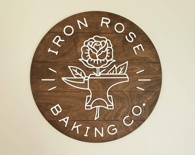 Round Logo Sign Custom Logo Sign Custom Business Sign Wood Business ...