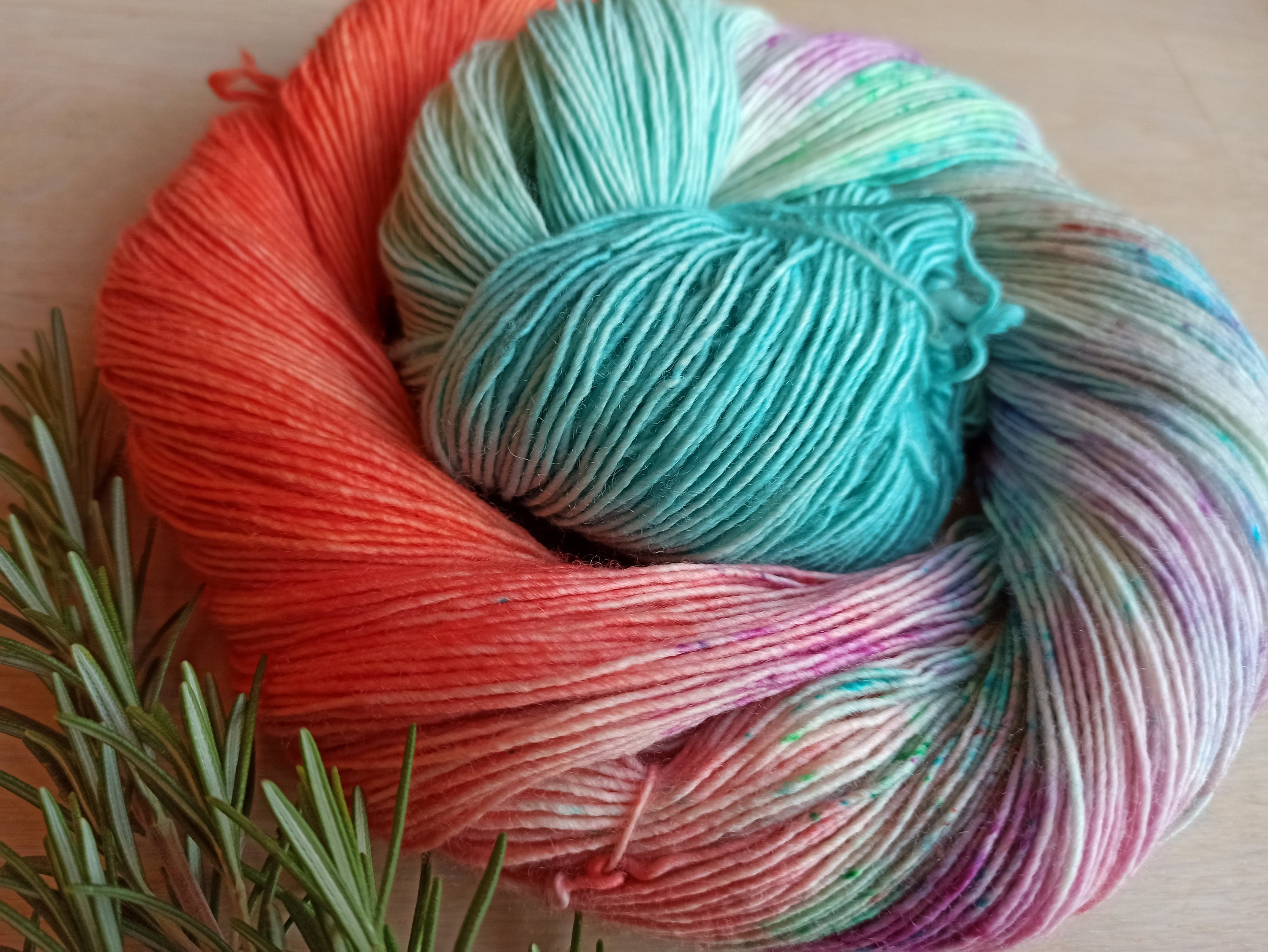 Coral Reef Handdyed Yarn, Merino Wool Superwash, Single-ply, 350m/100g ...