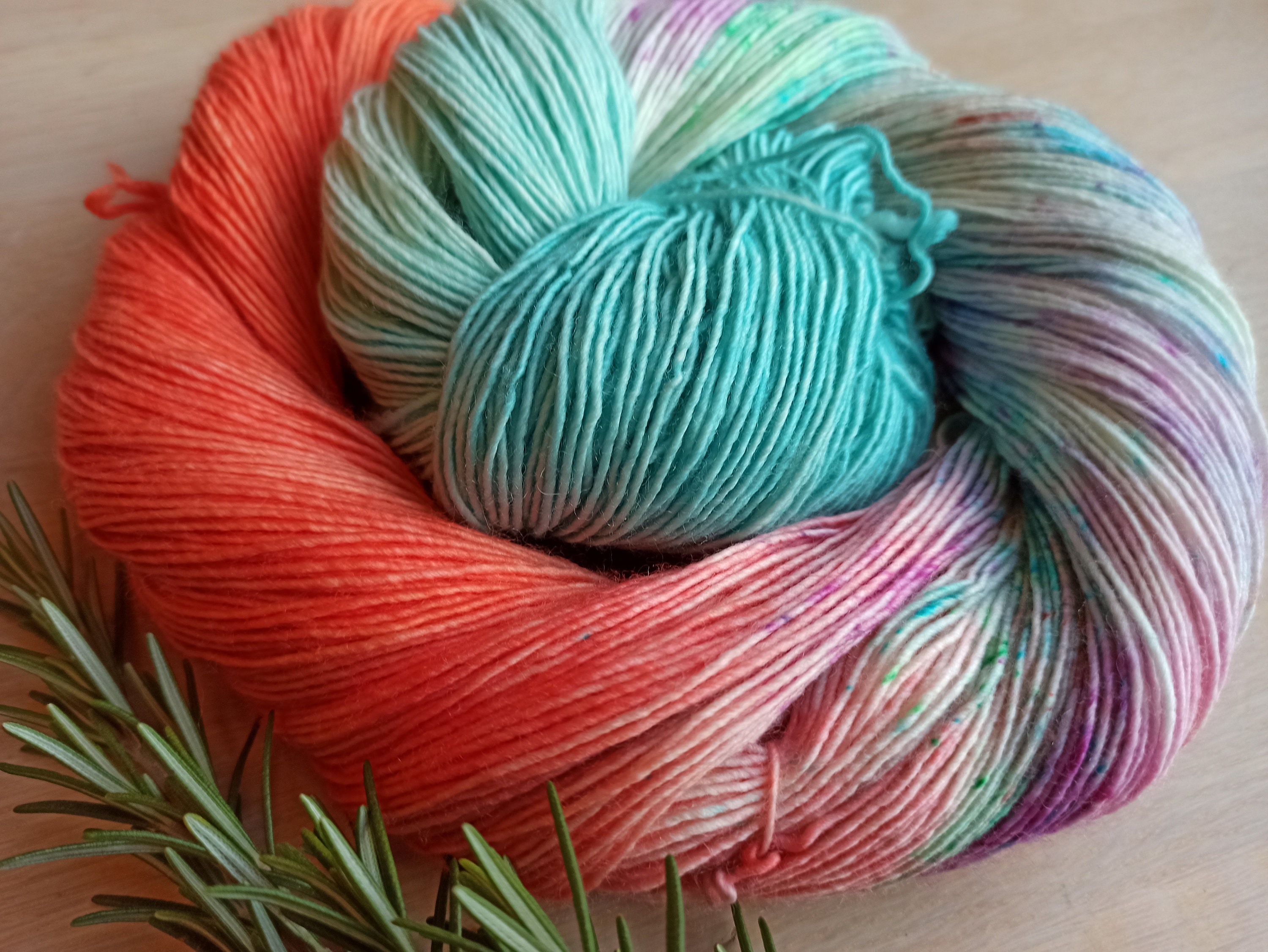 Coral Reef Handdyed Yarn, Merino Wool Superwash, Single-ply, 350m/100g ...