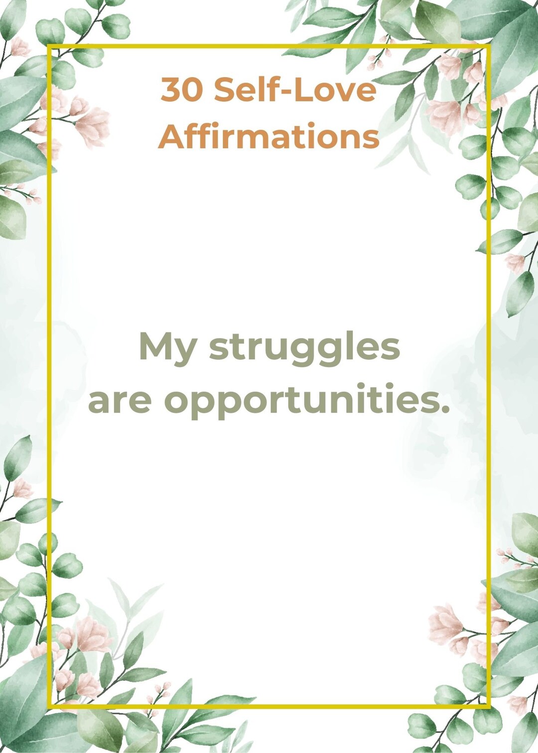 30 Empowering Self-love Affirmation Cards - Digital Download for Daily ...