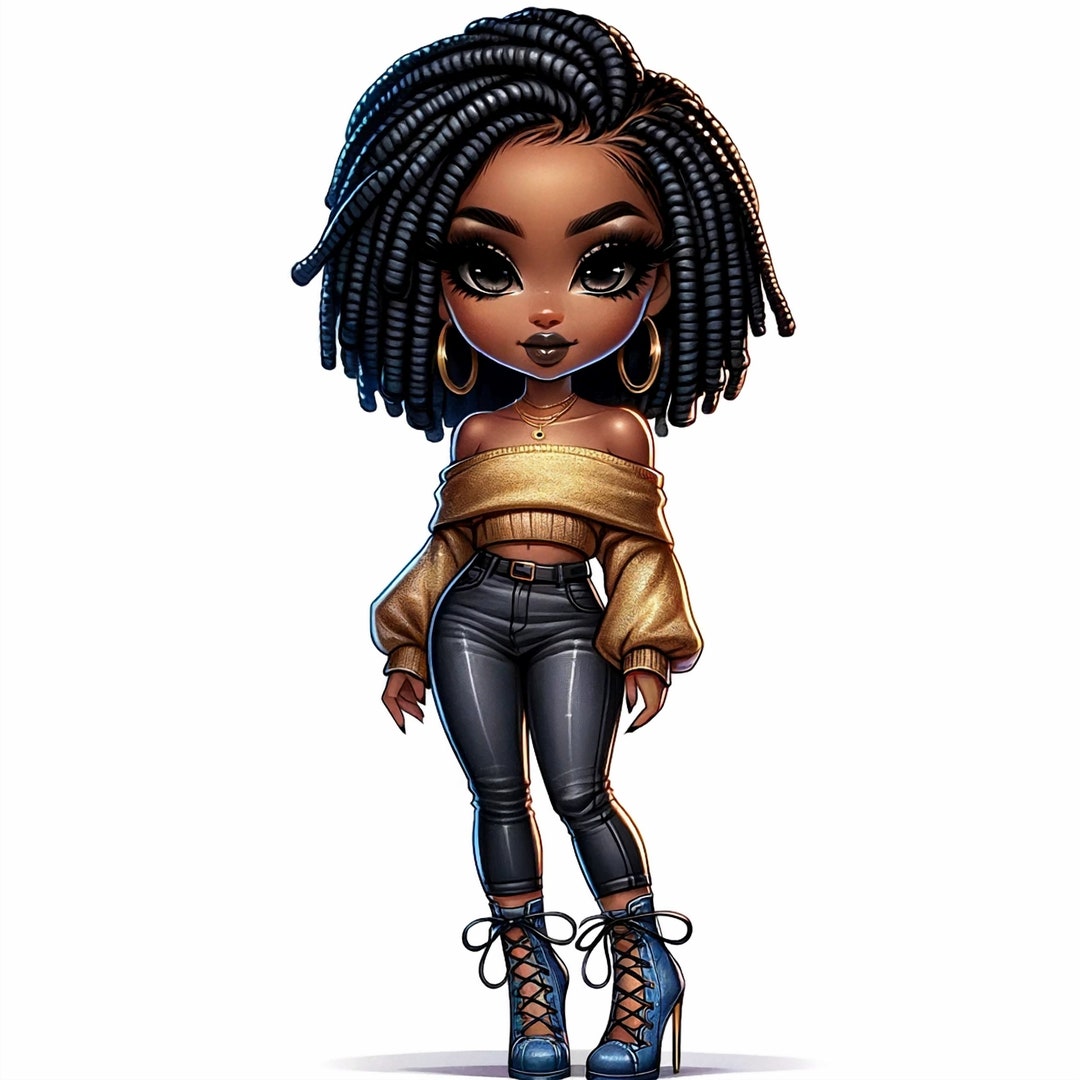 Digital AI Black Braids Chibi - Etsy