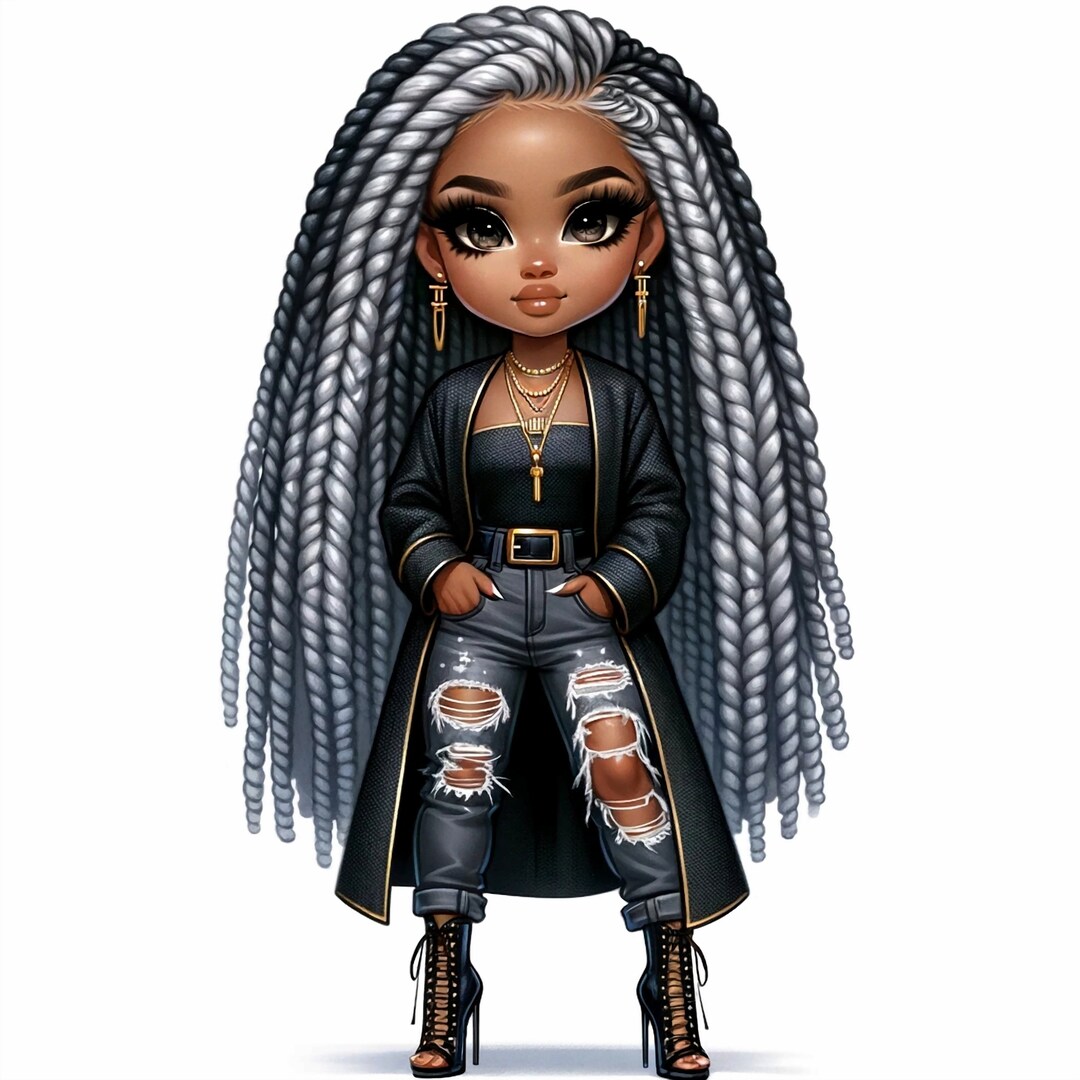 Chibi Silver and Black Braids - Etsy
