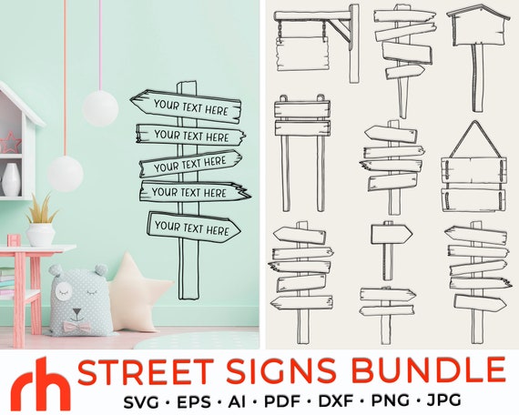 Street Signs SVG Wooden Signs Cut File | Etsy