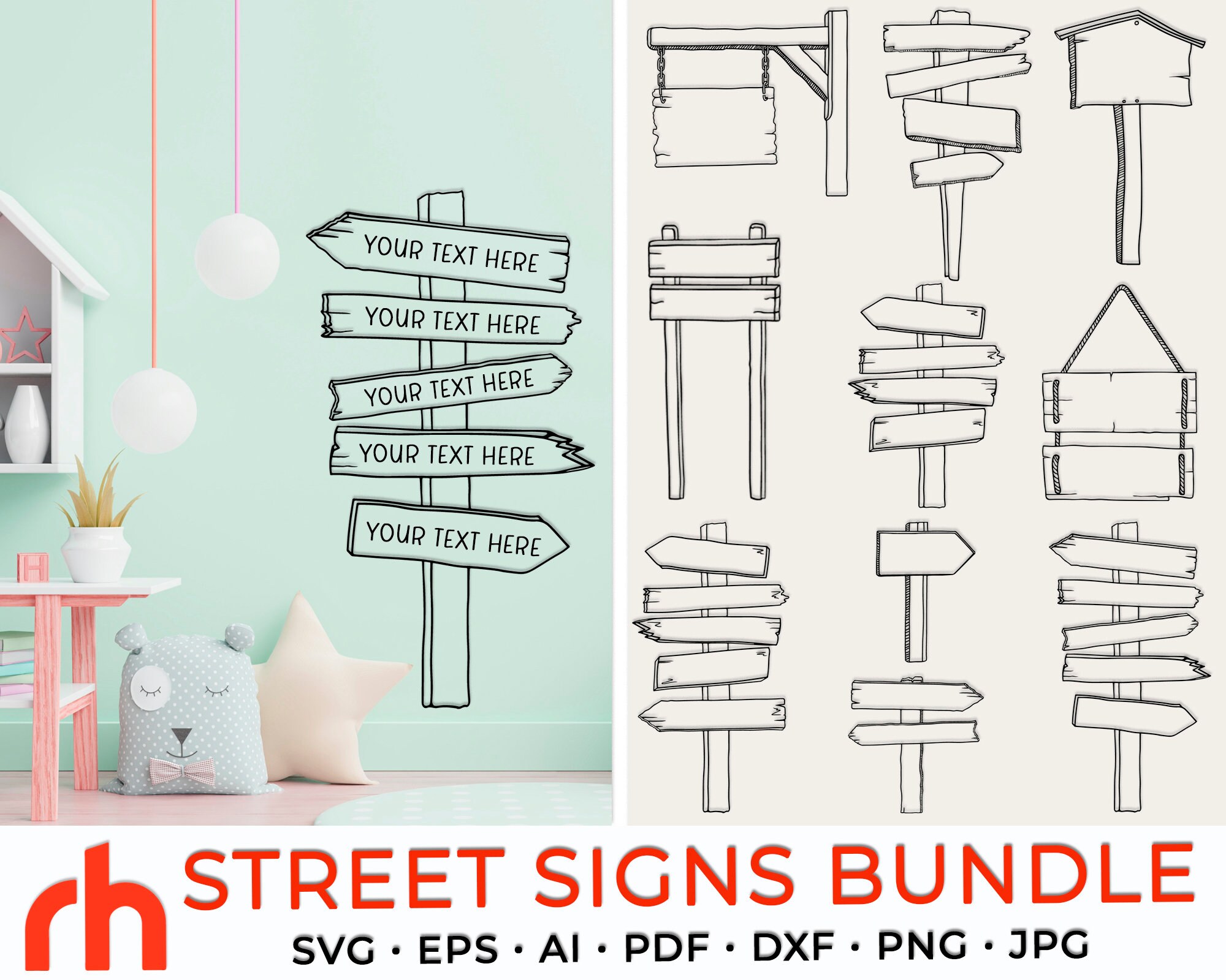 Street Signs SVG Wooden Signs Cut File - Etsy